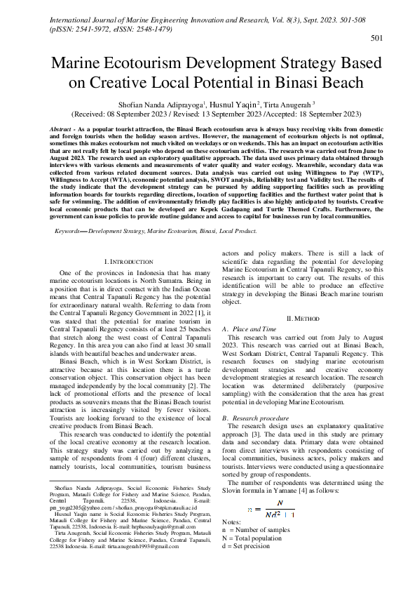 (PDF) Marine Ecotourism Development Strategy Based on Creative Local ...