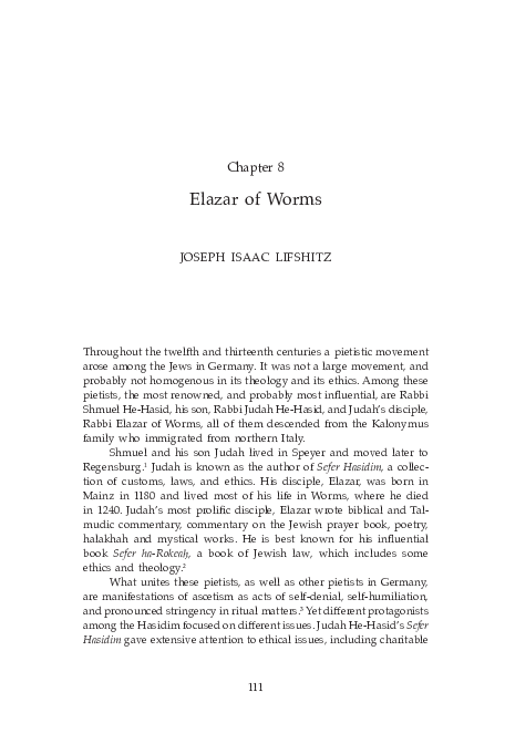 (PDF) Elazar of Worms