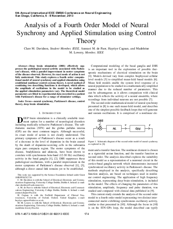 (PDF) Analysis of a fourth order model of neural synchrony and applied stimulation using control ...