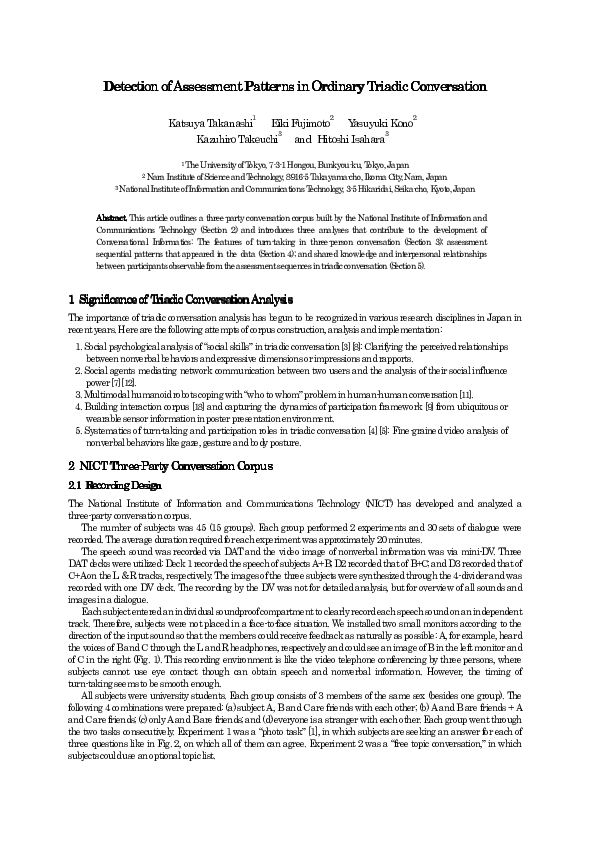 (PDF) Detection of Assessment Patterns in Ordinary Triadic Conversation ...
