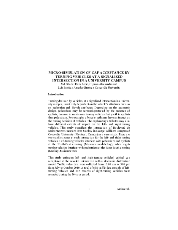 (PDF) Micro-Simulation of Gap Acceptance by Turning Vehicles at a Signalized Intersection in a ...