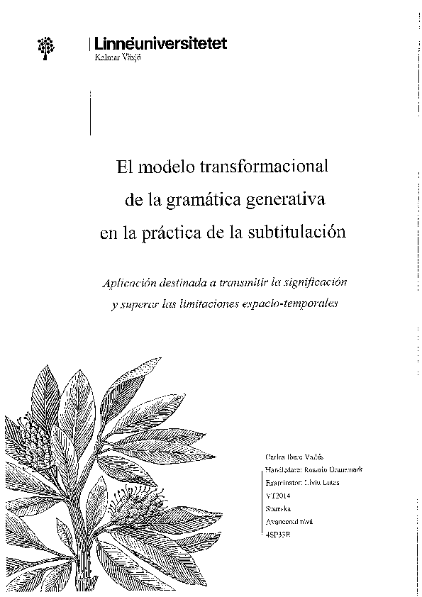 (PDF) El modelo transformacional de la gramática generativa en la ...