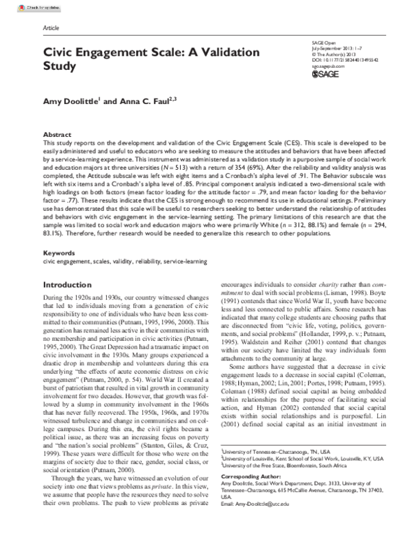 (PDF) Civic Engagement Scale