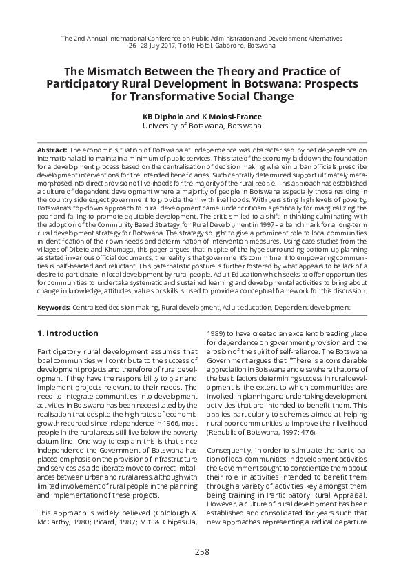 (PDF) The mismatch between the theory and practice of participatory ...