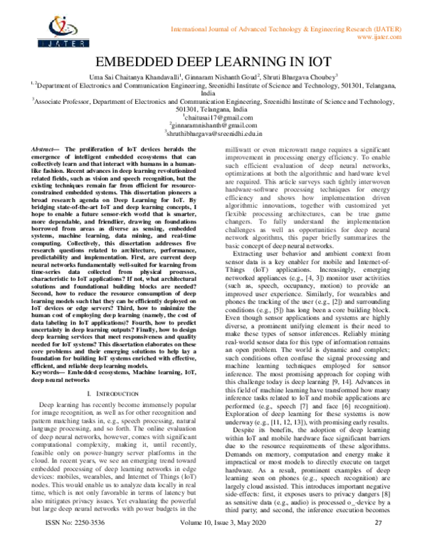 (PDF) Embedded Deep Learning in Iot