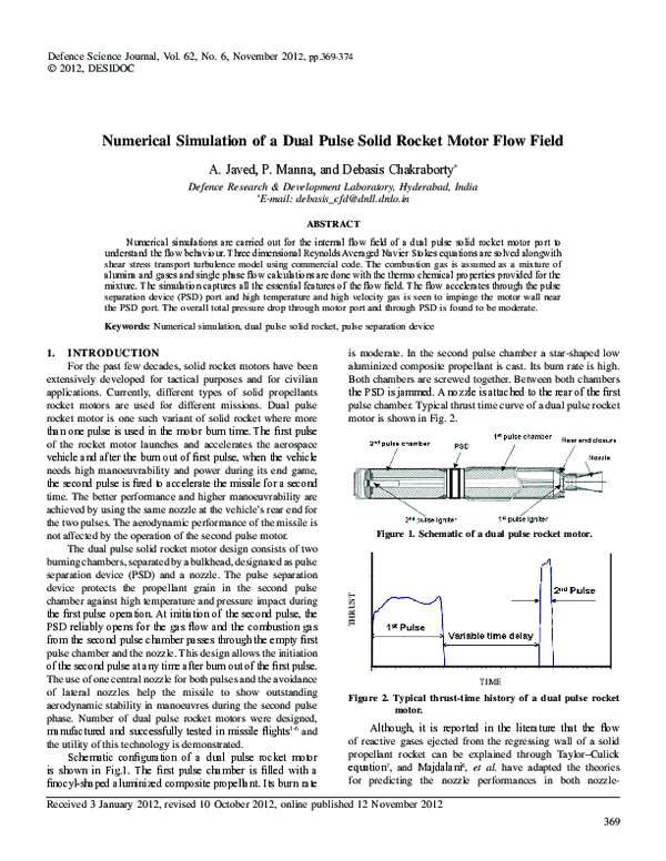 (PDF) Numerical Simulation of a Dual Pulse Solid Rocket Motor Flow Field