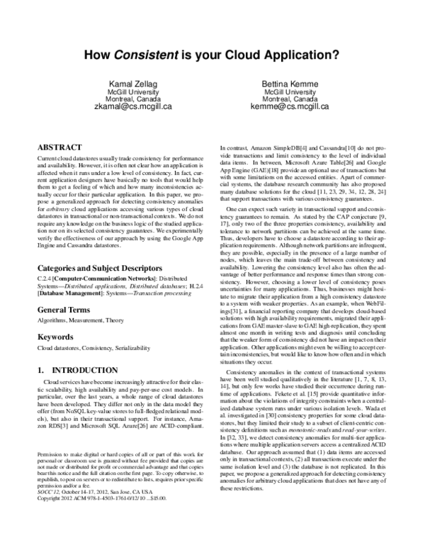 (PDF) How consistent is your cloud application?