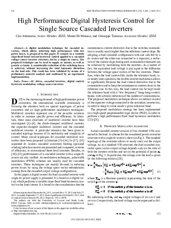 (PDF) High Performance Digital Hysteresis Control for Single Source ...