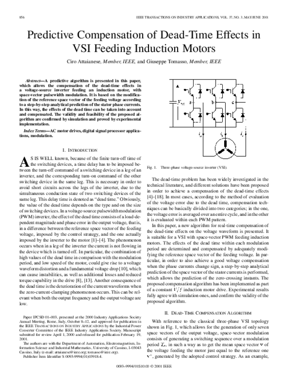 (PDF) Predictive compensation of dead-time effects in VSI feeding induction motors
