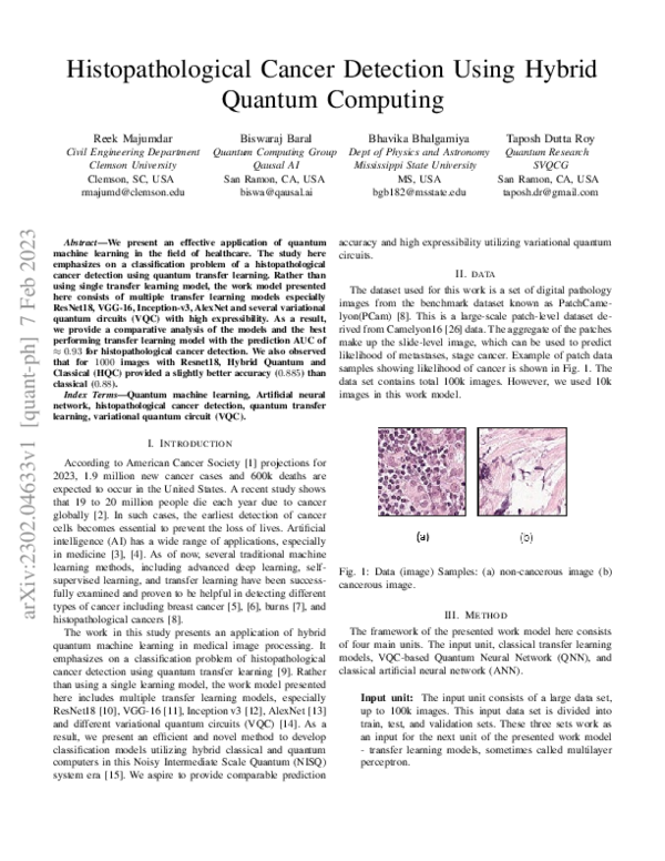 (PDF) Histopathological Cancer Detection Using Hybrid Quantum Computing