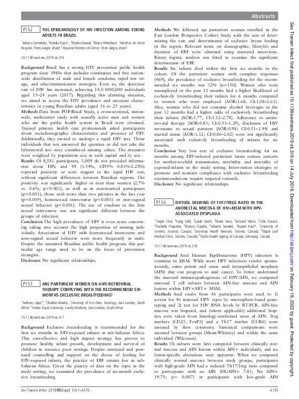 (PDF) P152 The epidemiology of HIV infection among young adults in brazil | Natália Kops ...