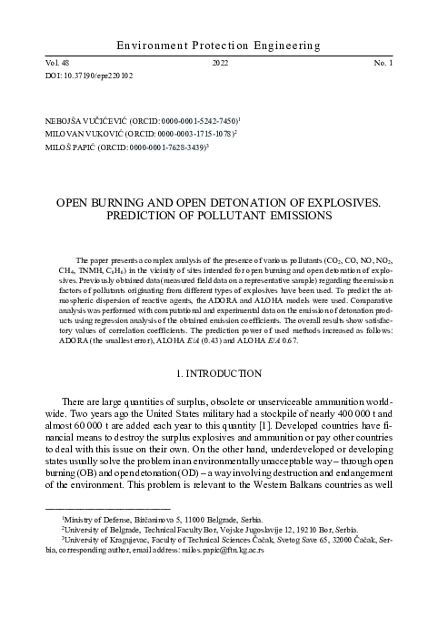 (PDF) Open burning and open detonation of explosives. Prediction of ...