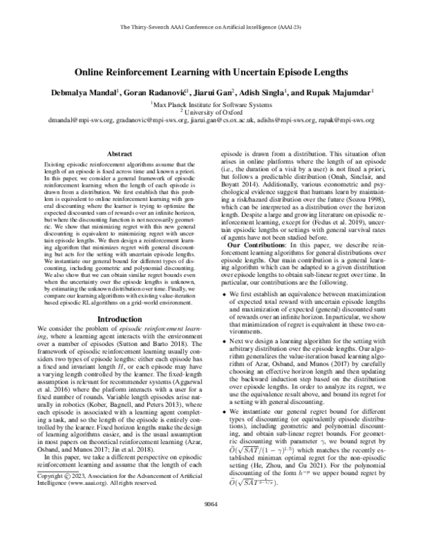 (PDF) Online Reinforcement Learning with Uncertain Episode Lengths