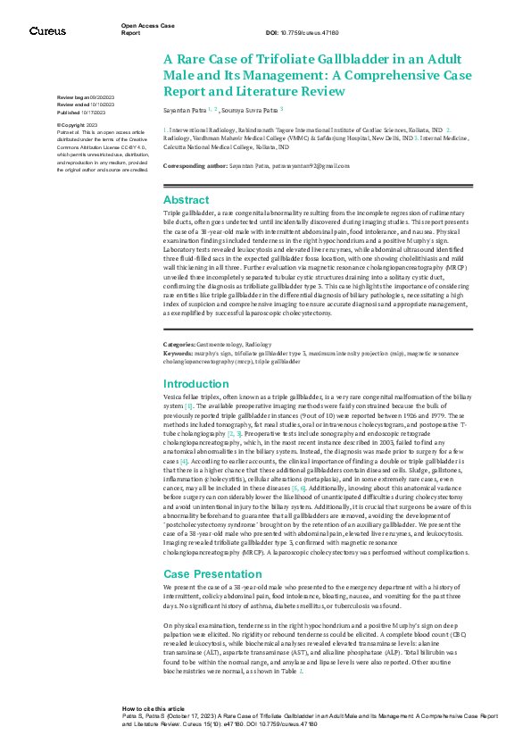 (PDF) A Rare Case of Trifoliate Gallbladder in an Adult Male and Its ...