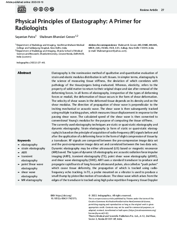 (PDF) Physical Principles of Elastography: A Primer for Radiologists