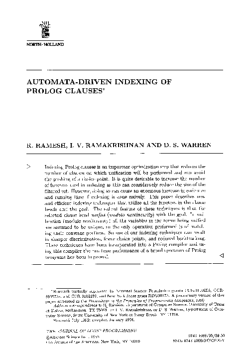 (PDF) Automata-driven indexing of prolog clauses | David Warren ...