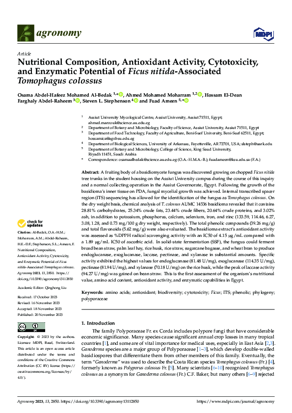(PDF) Nutritional Composition, Antioxidant Activity, Cytotoxicity, and Enzymatic Potential of ...