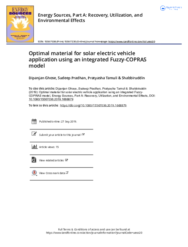 (PDF) Optimal material for solar electric vehicle application using an ...