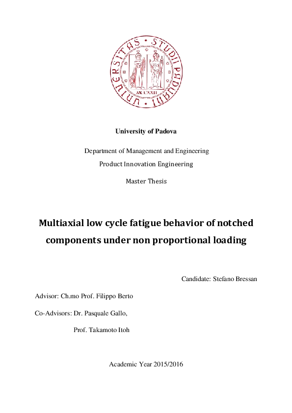 (PDF) Multiaxial low cycle fatigue behavior of notched components under non proportional loading