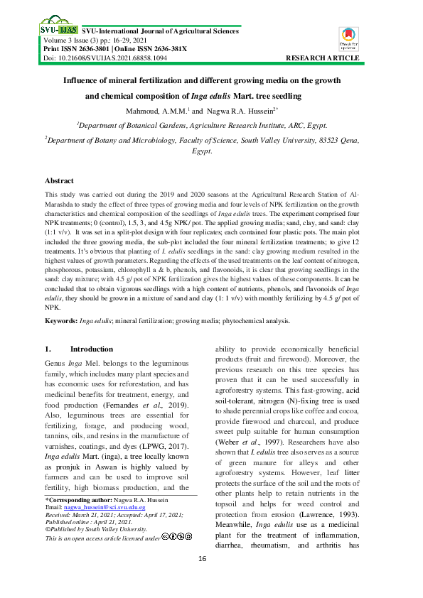 (PDF) Influence of mineral fertilization and different growing media on ...