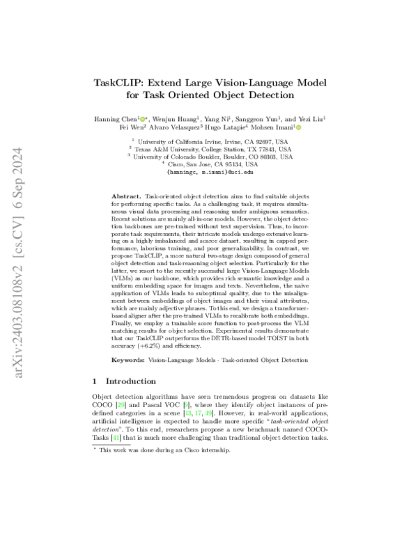 Pdf Taskclip Extend Large Vision Language Model For Task Oriented Object Detection