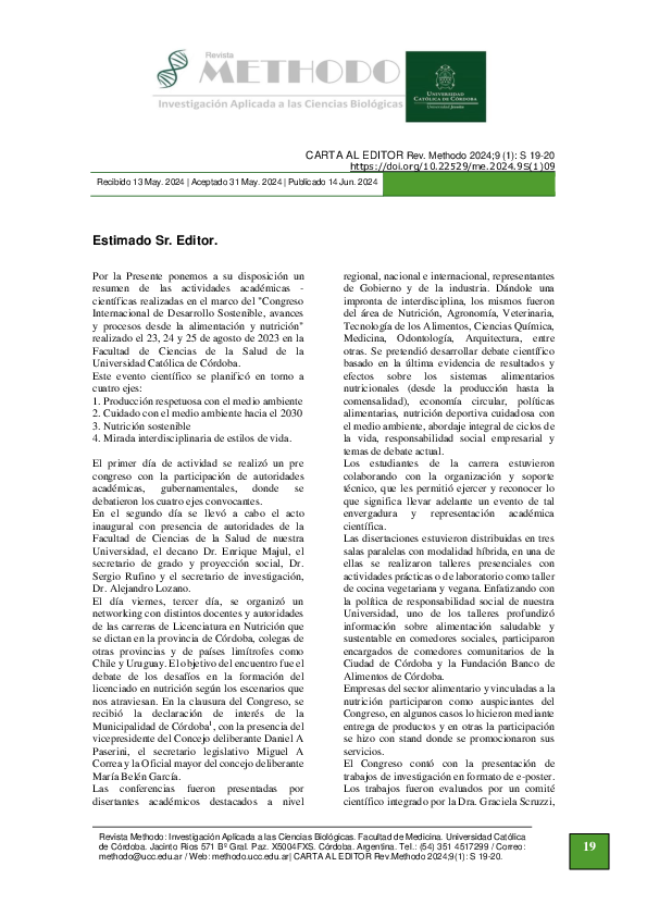 (PDF) Estimado Sr. Editor