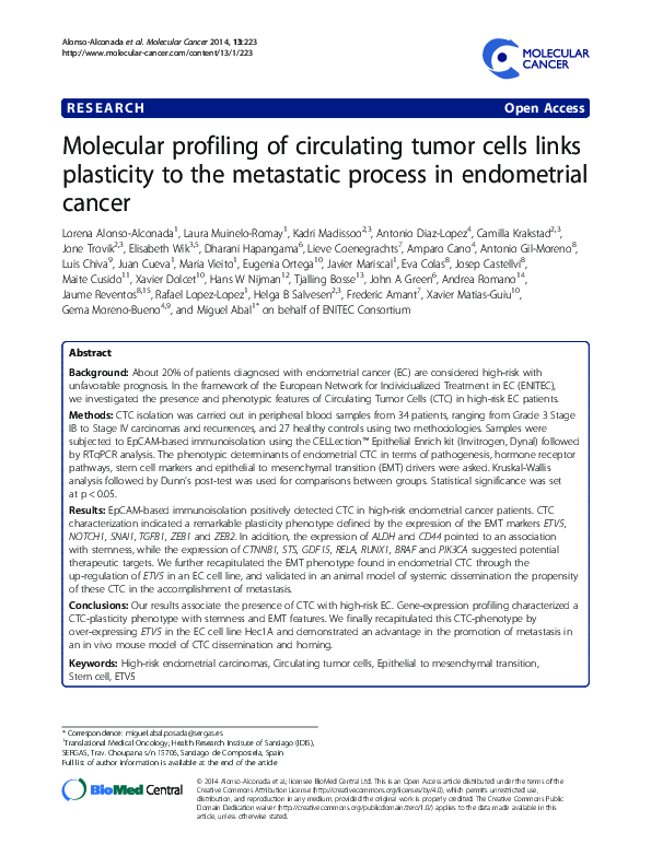 (PDF) Molecular profiling of circulating tumor cells links plasticity ...