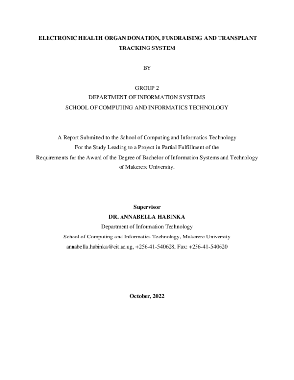 (PDF) ELECTRONIC HEALTH ORGAN DONATION FUNDRAISING AND TRANSPLANT ...