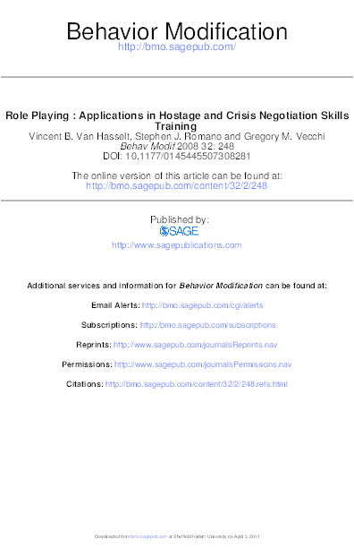 (PDF) role playing applications in hostage and crisis negotiatioin ...
