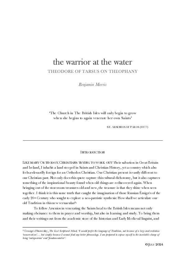 (PDF) The Warrior at the Water Theodore of Tarsus on Theophany
