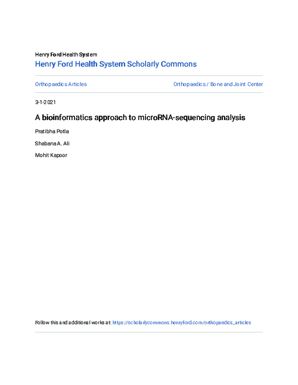 (PDF) A bioinformatics approach to microRNA-sequencing analysis