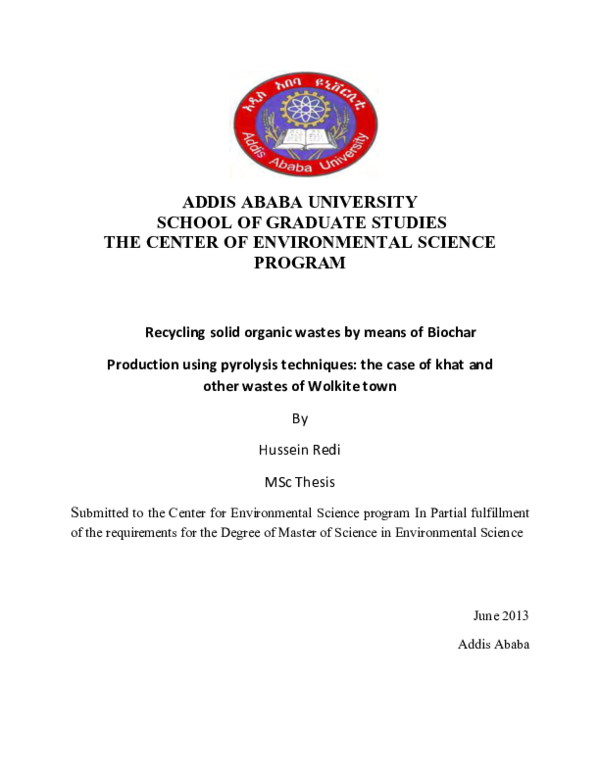 (PDF) Recycling solid organic wastes by means of Biochar Production ...
