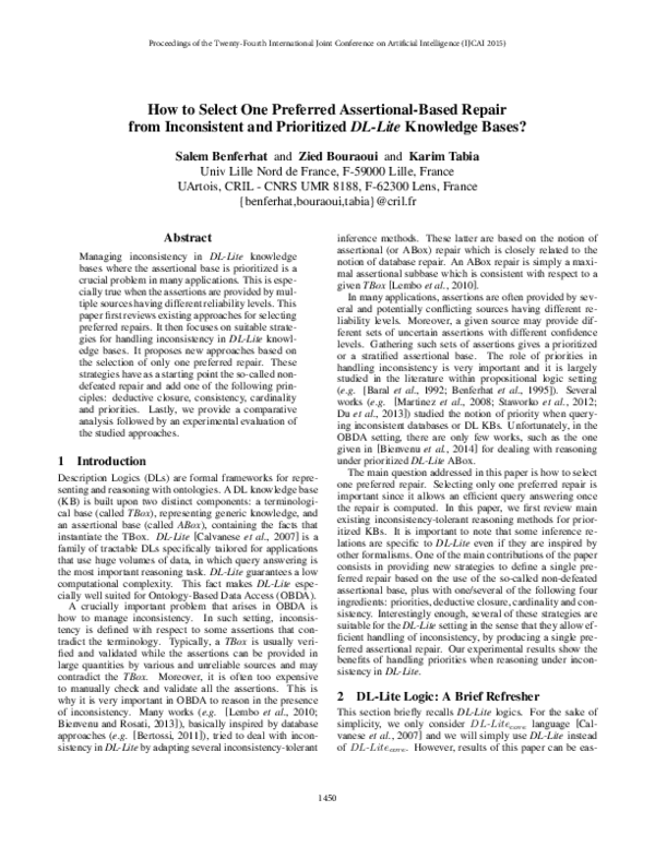 (PDF) How to Select One Preferred Assertional-Based Repair from ...