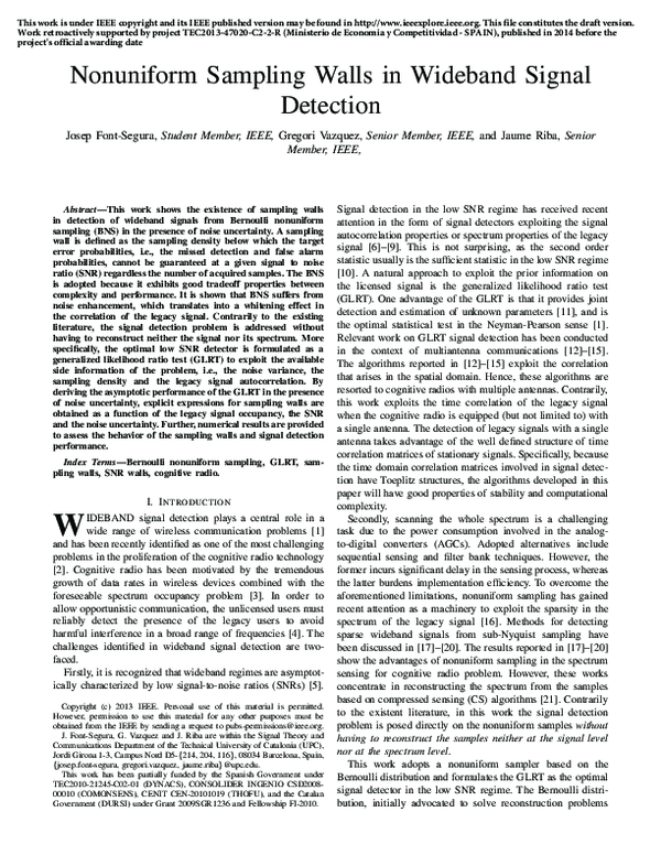 (PDF) Nonuniform Sampling Walls in Wideband Signal Detection