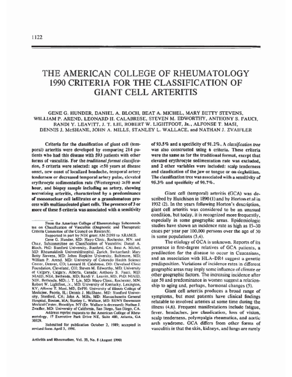 (PDF) The American College of Rheumatology 1990 criteria for the ...