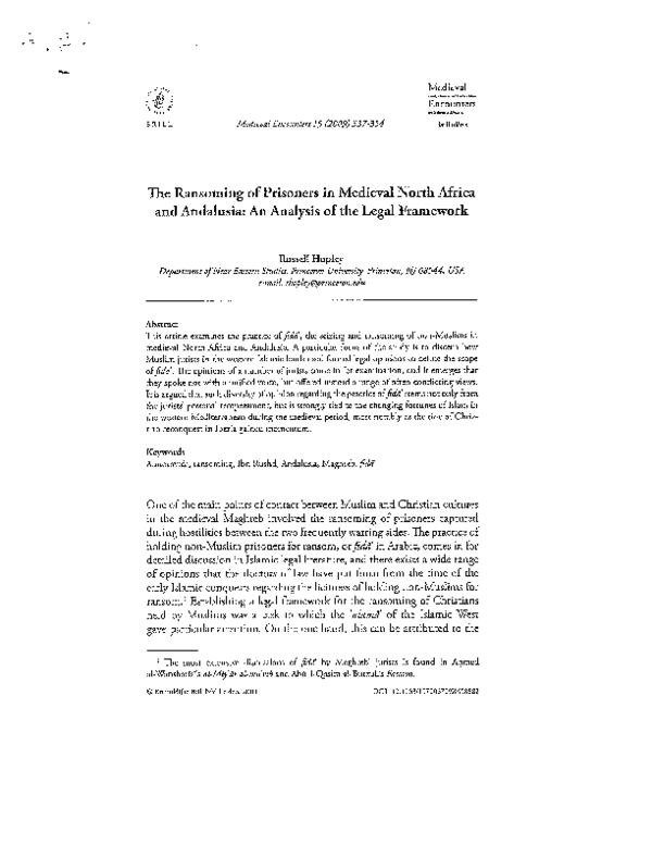 (PDF) The Ransoming of Prisoners in Medieval North Africa and Andalusia ...