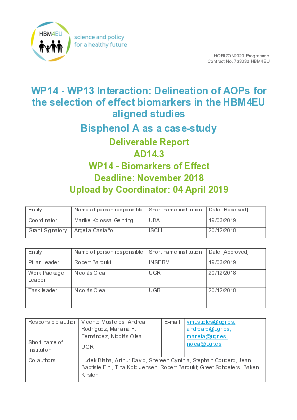 (PDF) Deliverable Report AD14.3. WP14 - WP13 Interaction: Delineation ...