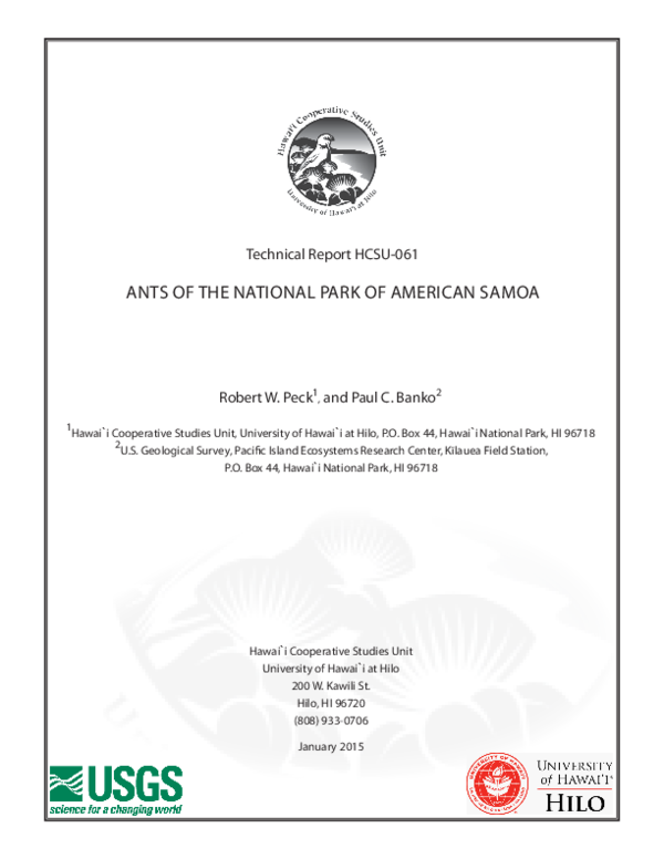 (PDF) Ants of the national park of American Samoa