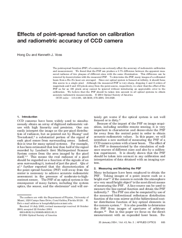 (PDF) Effects of point-spread function on calibration and radiometric ...