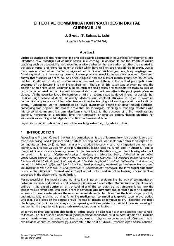 (PDF) Effective Communication Practices in Digital Curriculum