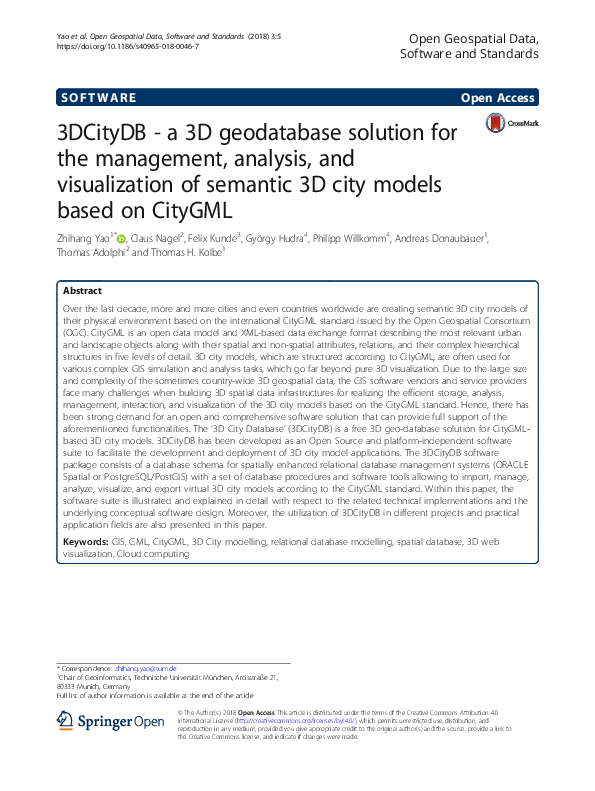 (PDF) 3DCityDB - a 3D geodatabase solution for the management, analysis, and visualization of ...