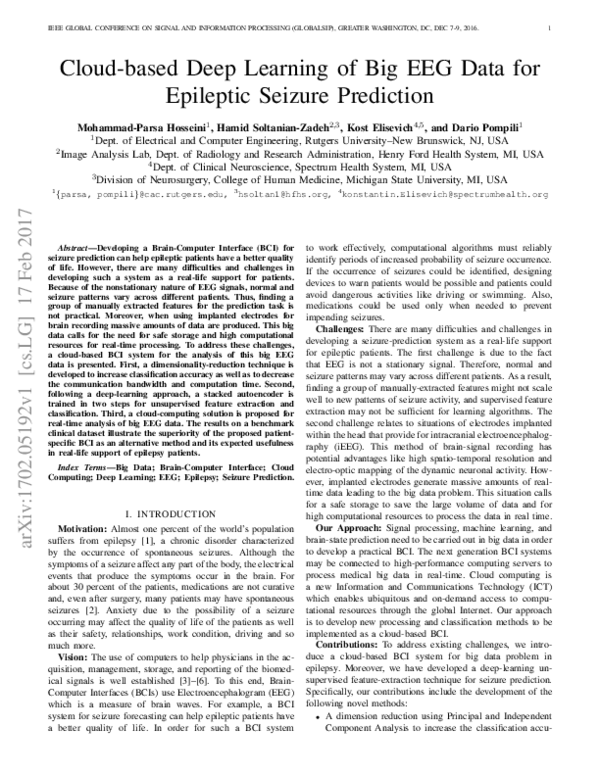 (PDF) Cloud-based Deep Learning of Big EEG Data for Epileptic Seizure Prediction | Kost ...