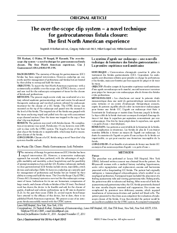 (PDF) The Over-the-Scope Clip System – A Novel Technique for ...