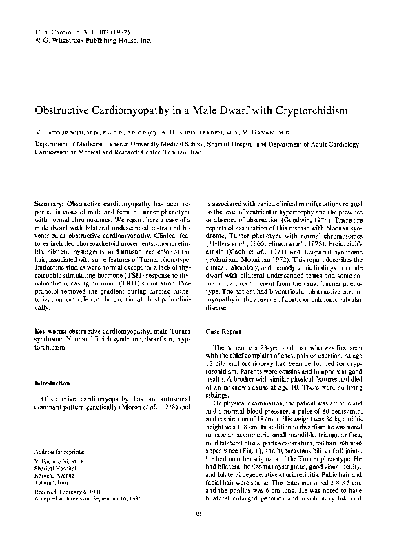 (PDF) Obstructive Cardiomyopathy in a Male Dwarf with Cryptorchidism