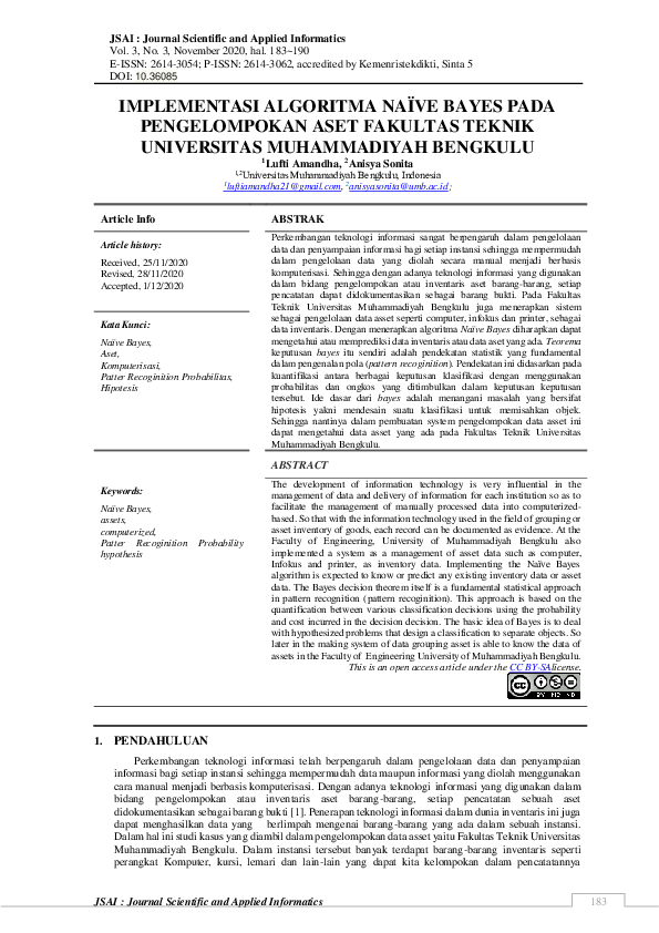 (PDF) Implementasi Algoritma Naïve Bayes Pada Pengelompokan Aset ...