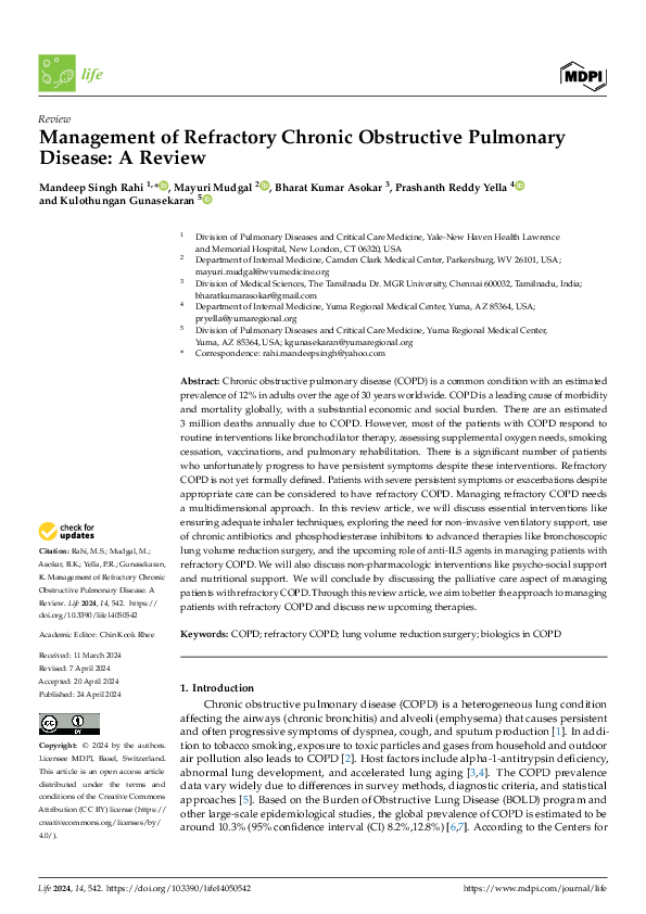 (PDF) Management of Refractory Chronic Obstructive Pulmonary Disease: A ...