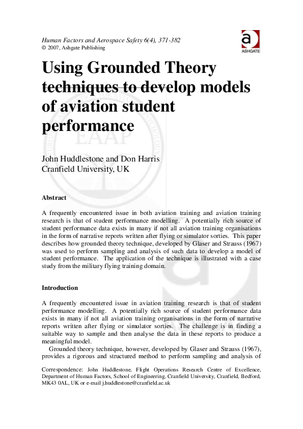 (PDF) Using Grounded Theory techniques to develop models of aviation student performance