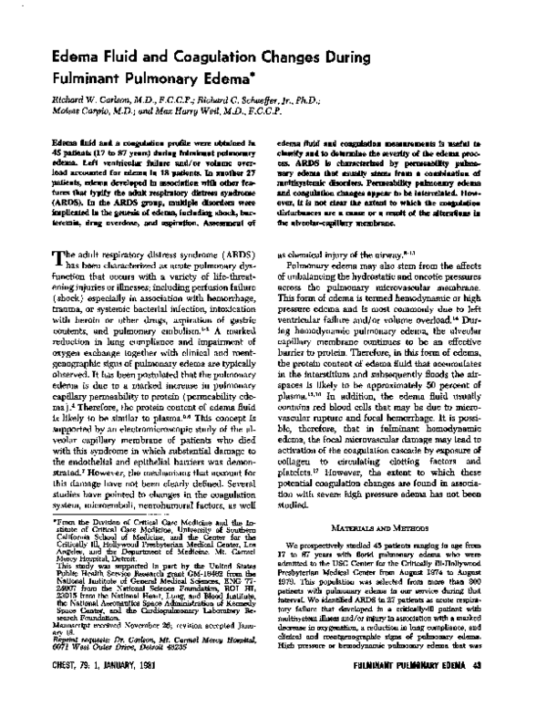 (PDF) Edema Fluid and Coagulation Changes During Fulminant Pulmonary ...