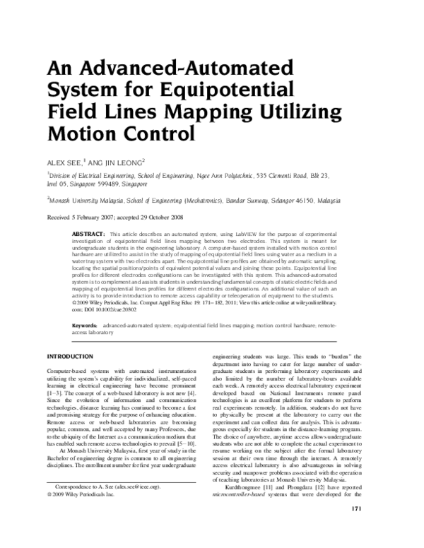 (PDF) An advanced-automated system for equipotential field lines mapping utilizing motion control
