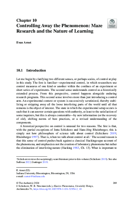 (PDF) Controlling Away the Phenomenon: Maze Research and the Nature of ...